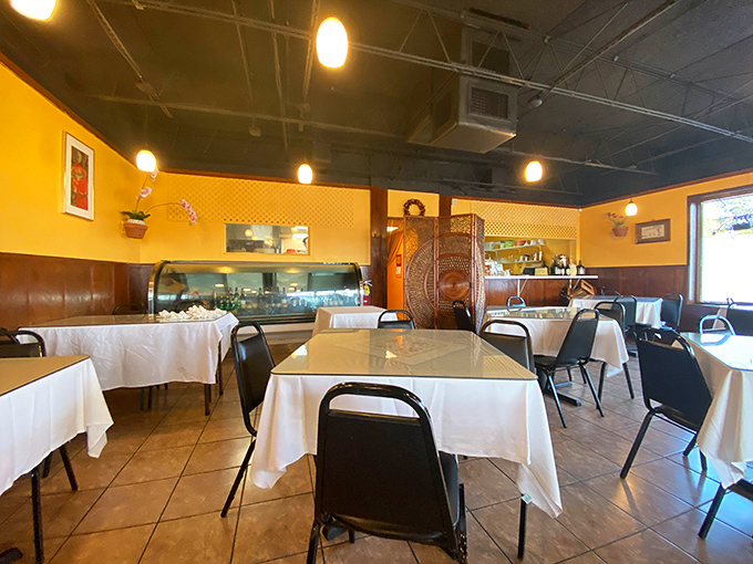 Warm yellow walls and white tablecloths create that perfect "Goldilocks zone" of dining &ndash; not too fancy, not too casual, just right.