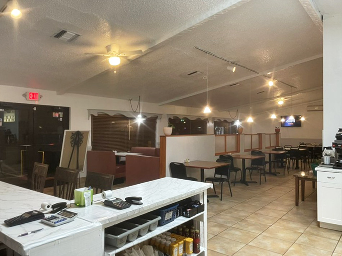 Classic diner simplicity at its finest. The kind of place where conversations flow as freely as the coffee refills.