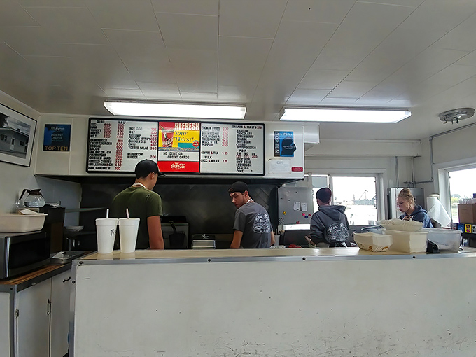 Behind the counter, the kitchen crew works with the synchronized precision of a well-rehearsed orchestra, turning humble ingredients into Upper Peninsula masterpieces.