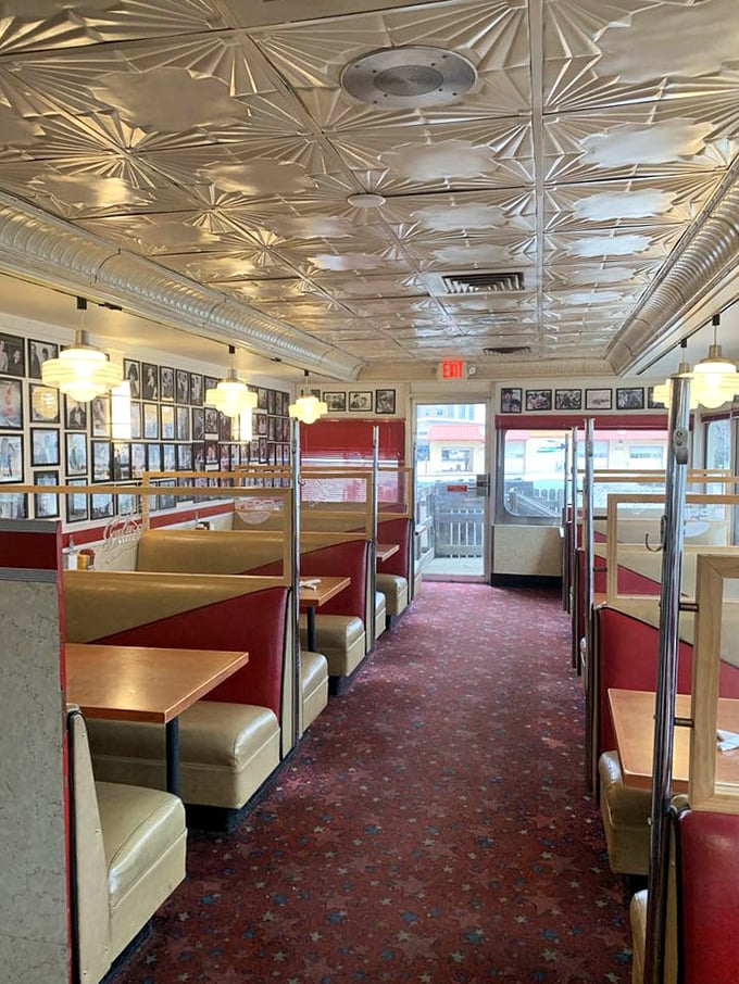 Step inside and the time machine is complete &ndash; pressed tin ceiling, cherry-red booths, and that unmistakable diner energy that says "sit down, stay awhile."