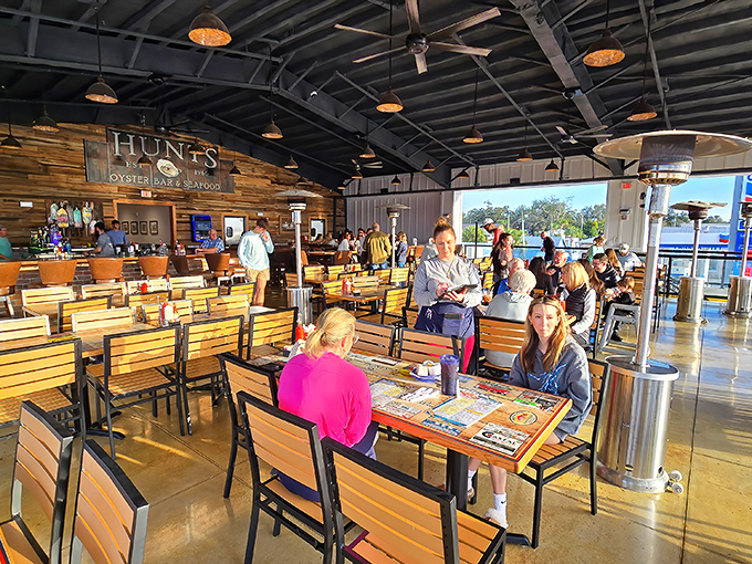Inside, wooden tables and nautical simplicity create the perfect backdrop for seafood feasts where the ocean's bounty takes center stage.
