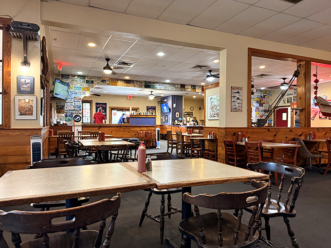 Wooden captain's chairs and nautical charm create the perfect backdrop for seafood that doesn't need fancy surroundings to shine.