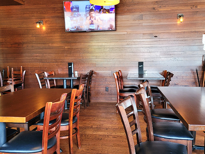 Warm wood paneling and comfortable seating create that perfect "Goldilocks zone" of restaurant ambiance &ndash; not too fancy, not too casual, just right.