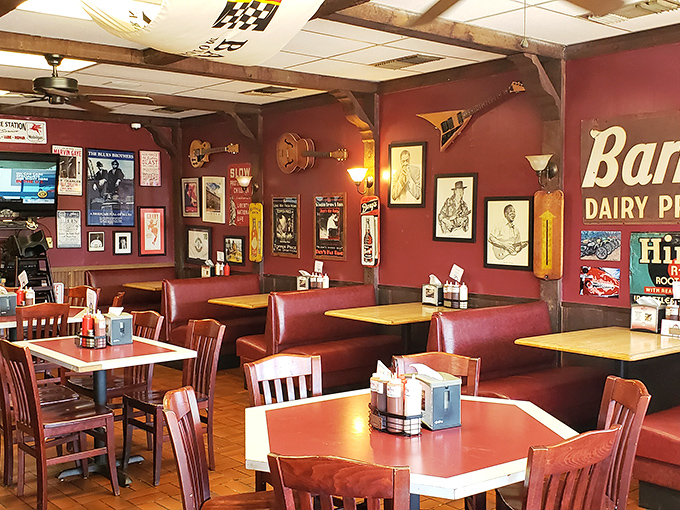 Step inside and you're transported to barbecue paradise &ndash; burgundy walls adorned with memorabilia create the perfect backdrop for serious meat appreciation.