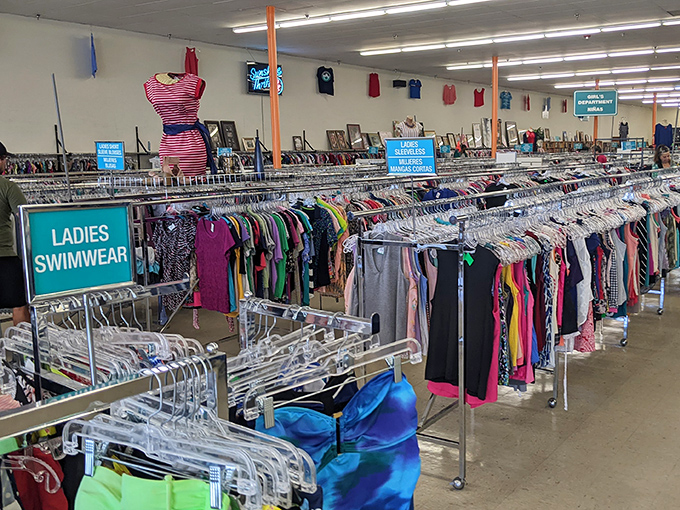 Rows upon rows of clothing stretch toward the horizon&mdash;a textile sea where fashion castaways await their second chance at stylish life.