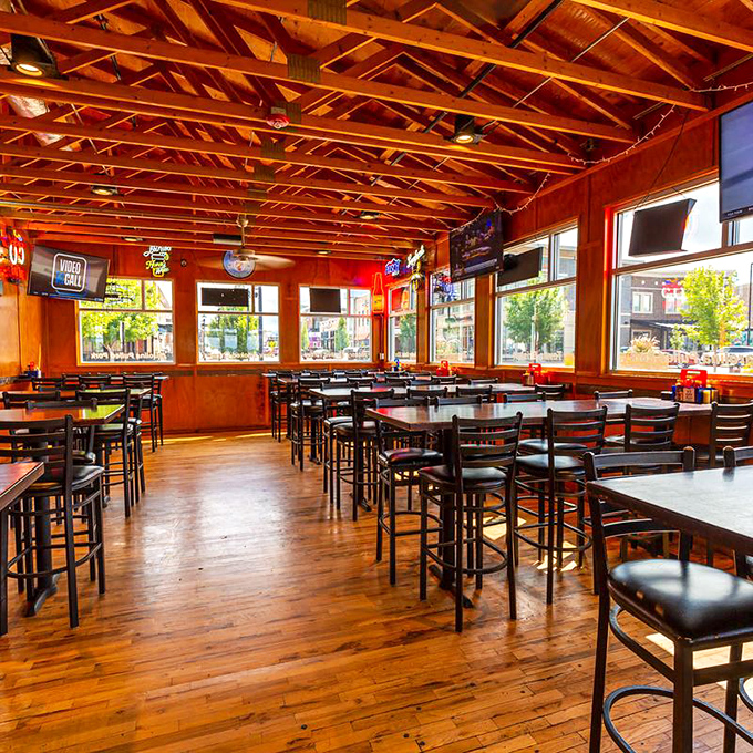 Exposed wooden beams and warm lighting create the perfect backdrop for the meat symphony that's about to unfold on your table.