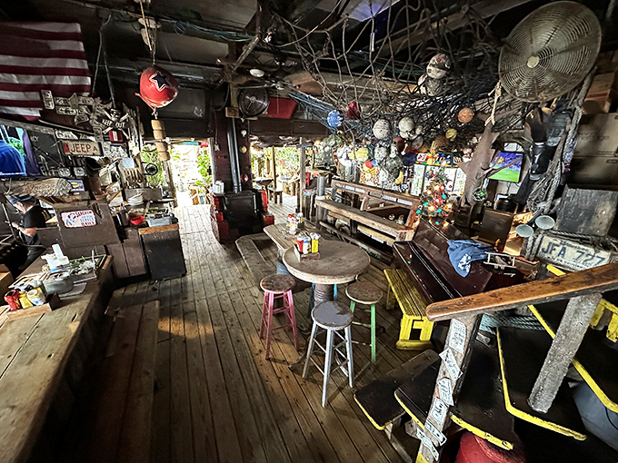 Step inside and you're greeted by a glorious jumble of nautical bric-a-brac, fishing nets, and decades of memories. Minimalists, consider yourselves warned. 