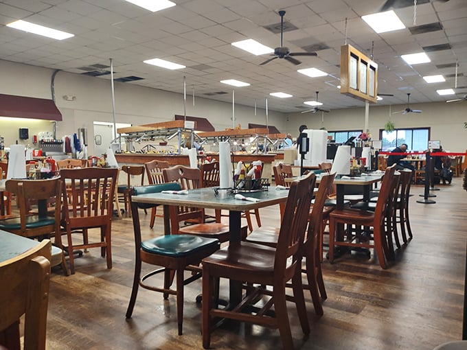 Inside, wooden chairs and simple tables create that "come as you are" atmosphere where the only dress code is an empty stomach and a willing spirit.
