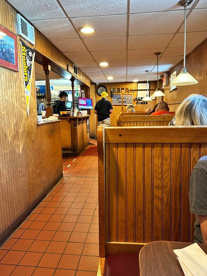 Wood paneling, cozy booths, and zero pretension – Johnny's interior is a time capsule where conversations flow as freely as the coffee. Comfort never goes out of style.