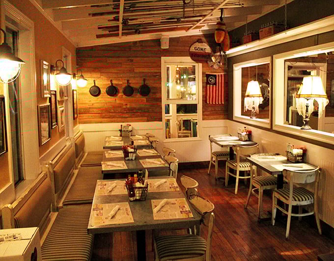 Step inside and you're transported to a fisherman's cabin where every wooden plank tells a story. Cozy doesn't begin to describe it.