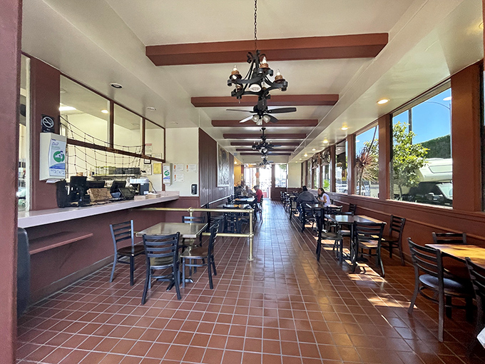 Simple, functional, and timeless—the dining room at Tito's hasn't changed in decades. Why mess with perfection?