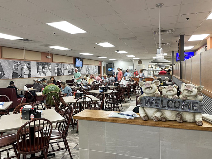 Inside Smith's, time slows down as the welcoming pig figurines and wooden chairs invite you to settle in for comfort food heaven.