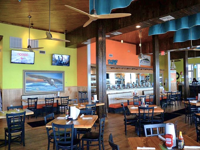 Step inside and the vibrant yellow and orange walls instantly lift your mood &ndash; like a sunset decided to vacation indoors for the season.