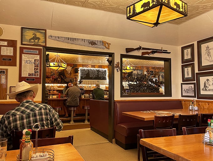 Step inside and you're transported to a simpler time &ndash; cowboy hats, wood paneling, and Western memorabilia create the perfect backdrop for serious comfort food consumption.