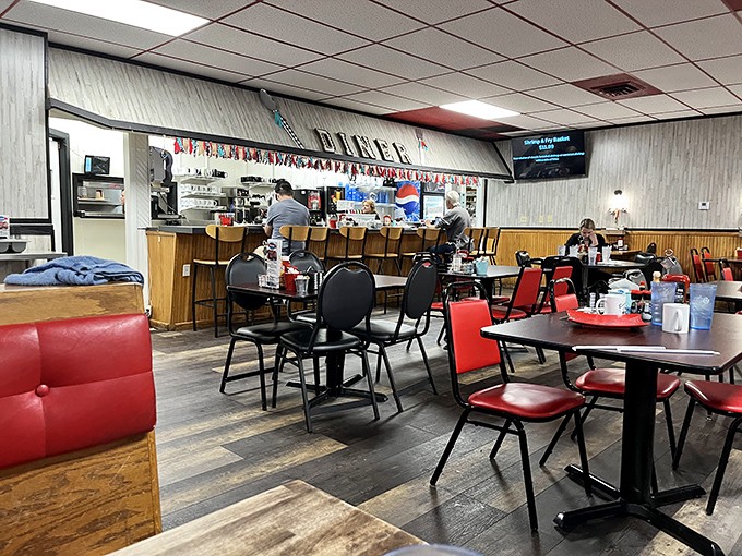 Classic diner vibes with counter seating and cozy booths &ndash; where conversations flow as easily as the coffee.