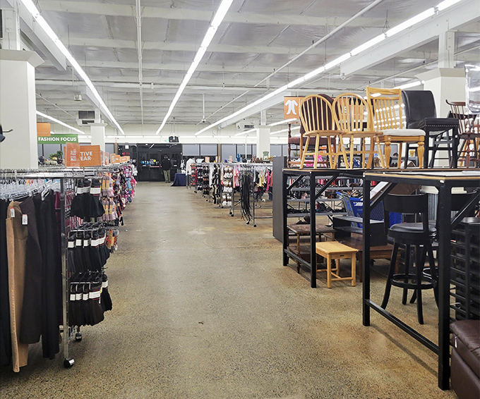 Racks upon racks of clothing stretch toward the horizon, organized with a precision that would make Marie Kondo weep with joy.