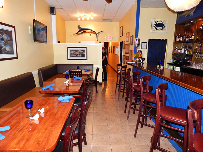 Cozy doesn't begin to describe this intimate dining space where every table feels like you've scored the best seat in the house.