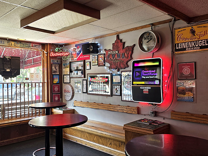 Where beer signs glow like beacons and memorabilia tells stories of Columbus past. This isn't decoration&mdash;it's a visual history lesson with your meal.