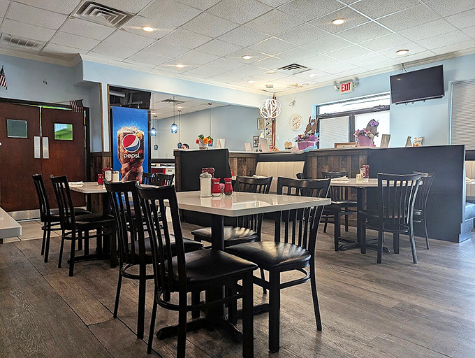 Inside, the clean lines and comfortable seating create the perfect backdrop for culinary magic that happens without pretension or fuss.