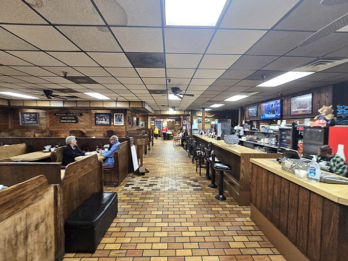 Step inside and you're transported to a simpler time&mdash;wooden booths, paneled walls, and that unmistakable aroma of slow-cooked barbecue filling the air.