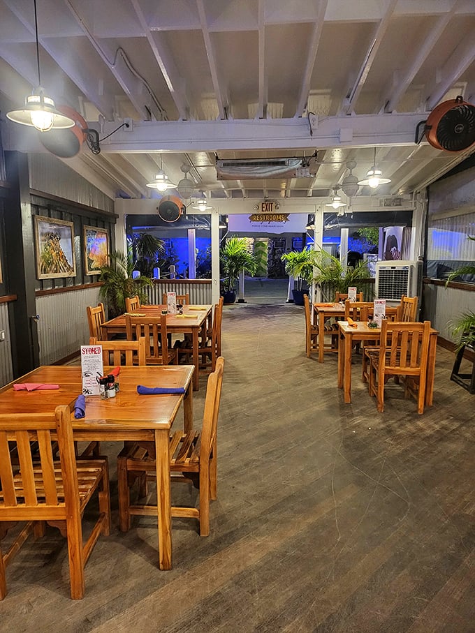 Simple wooden tables and nautical vibes create the perfect backdrop for seafood feasting. No pretension here, just the promise of ocean-to-plate perfection.