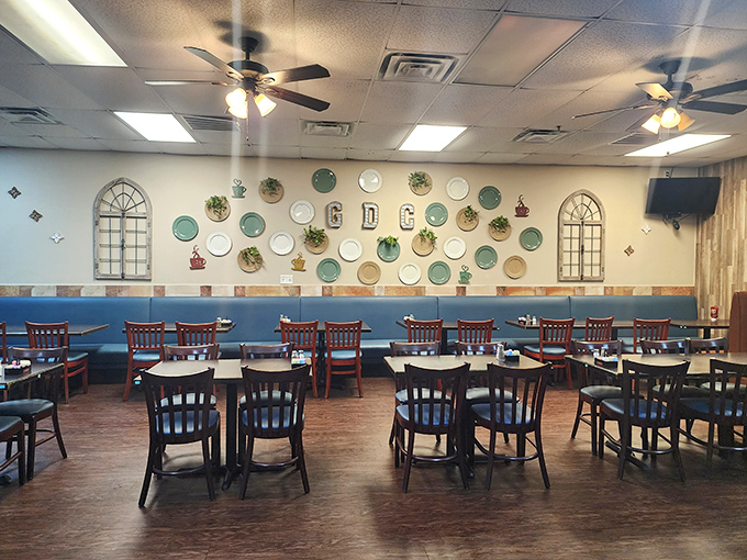 The decorative plates aren't just wall art&mdash;they're a silent promise that empty plates are the highest compliment here.