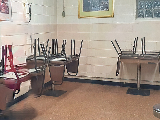 Minimalism at its finest&mdash;where chairs take a well-deserved break until the next hungry wave arrives. Simplicity speaks volumes.