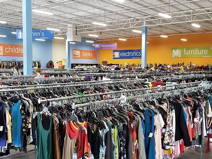 A sea of possibilities stretches before you, with clear department signs guiding your quest. It's like a department store where everything has a story.