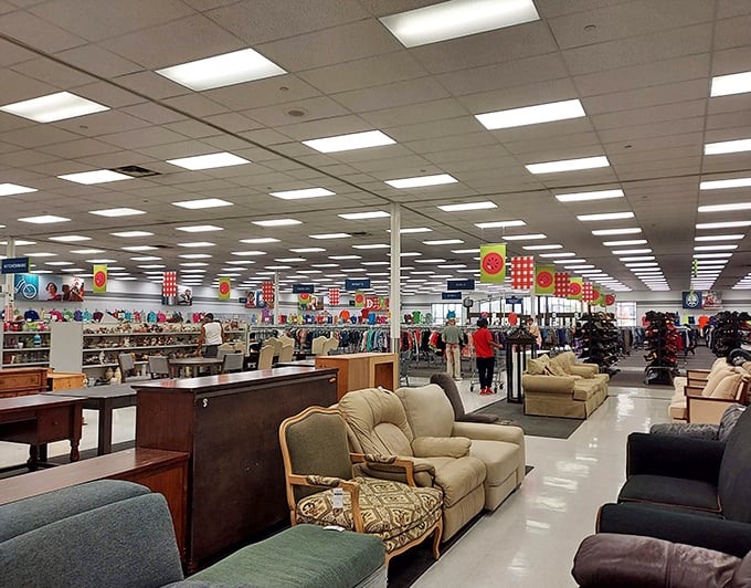 The vastness of the interior might trigger your "kid in a candy store" reflex. Except this candy store has furniture, and the candy is... well, sometimes there's actual candy.