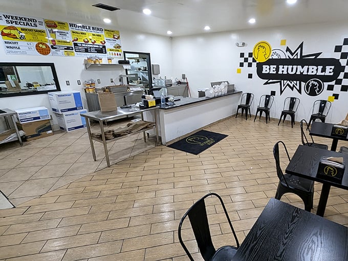 Minimalist interiors let the food do the talking. The black and white checkerboard motif hints at the racing pace your taste buds are about to experience.