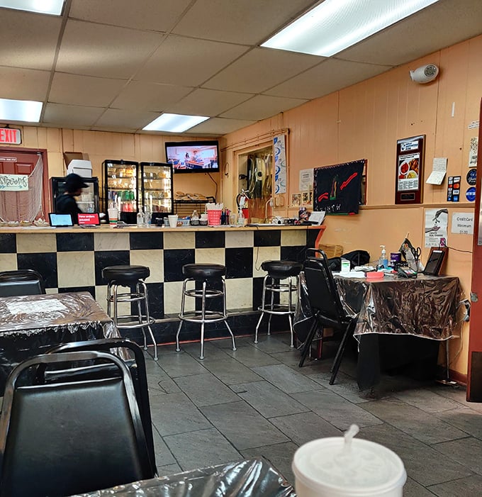 That classic black-and-white checkered counter isn't trying to be retro-cool &ndash; it's the real deal, unchanged because perfection needs no updates.