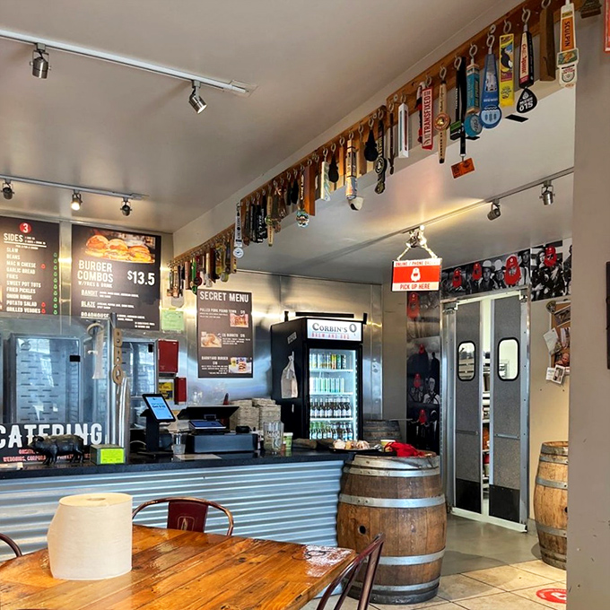 Step inside where the smell of smoke meets craft beer, and your diet plans quietly exit stage left.