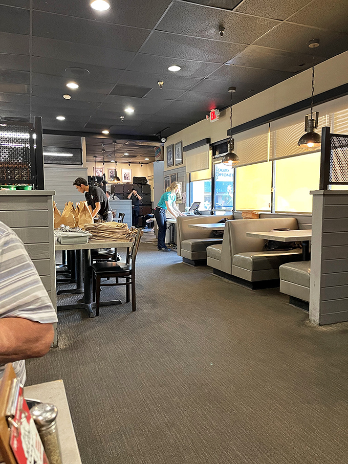 Inside, comfortable booths and no-nonsense d&eacute;cor let you know you're here for one thing only: serious barbecue business.