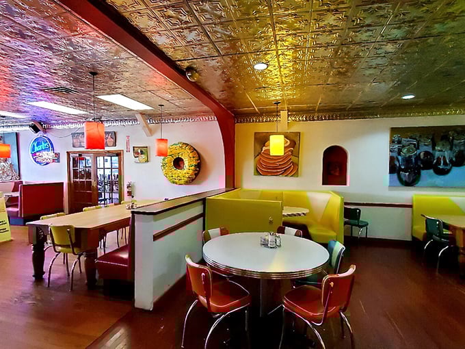 Step inside and the retro diner vibes hit you like a warm hug from 1955's coolest aunt.