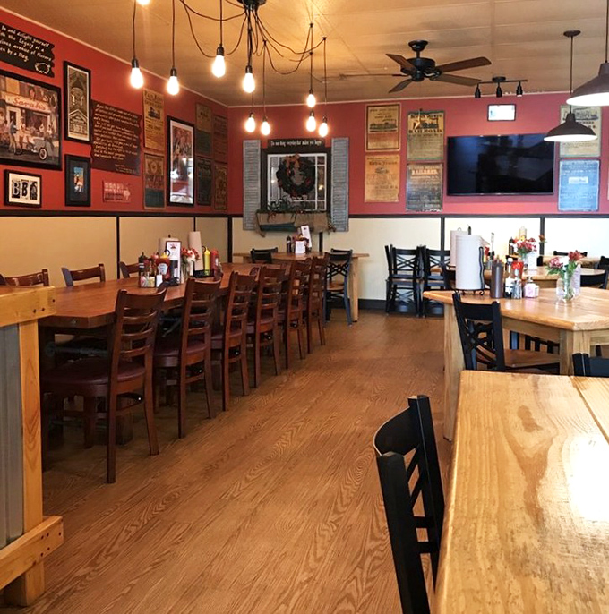 Inside, the warm wooden tables and memorabilia-covered walls tell stories of barbecue triumphs past. Every sauce bottle has witnessed culinary joy.