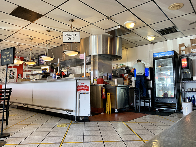 Where the magic happens! Chubby's open kitchen layout lets you witness your breakfast dreams becoming reality while the aroma of sizzling bacon fills the air.