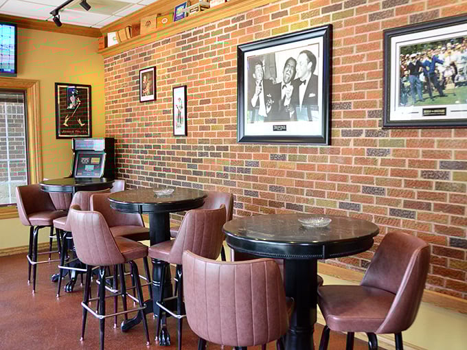 Classic brick walls adorned with memorabilia create that perfect "I've discovered something special" atmosphere that makes Wisconsin supper clubs legendary.