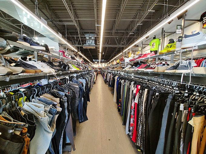 Endless racks of possibility stretch before you. This isn't your grandmother's thrift store—it's organized retail therapy with prices that won't require therapy afterward.
