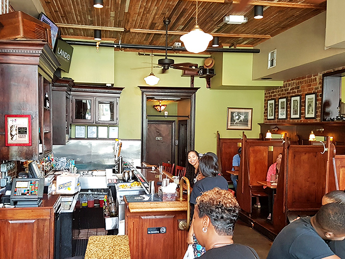 Wooden booths, exposed brick, and a ceiling that whispers stories of meals past&mdash;this isn't just a restaurant, it's Richmond's living room.