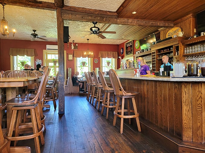 The tavern's bar area combines rustic charm with modern comfort&mdash;exactly where you'd want to nurse a craft beer after a long day of Pennsylvania adventuring.