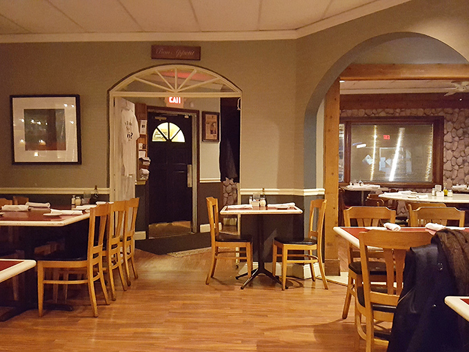 Step inside to warm wood tones and gentle arches that transport you straight to an Italian grandmother's dining room&mdash;minus the cheek pinching.