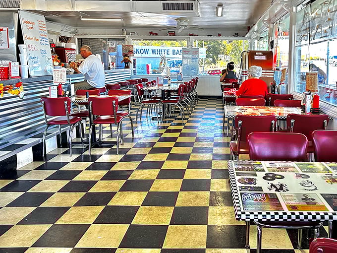 The checkerboard floor and cherry-red vinyl seats aren't retro by design&mdash;they're original, having witnessed decades of first dates, family outings, and food epiphanies.