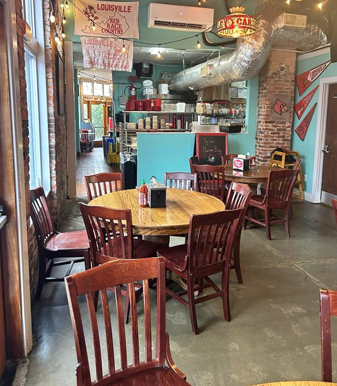The turquoise walls and exposed brick create the perfect backdrop for burger bliss &ndash; no Instagram filter needed.