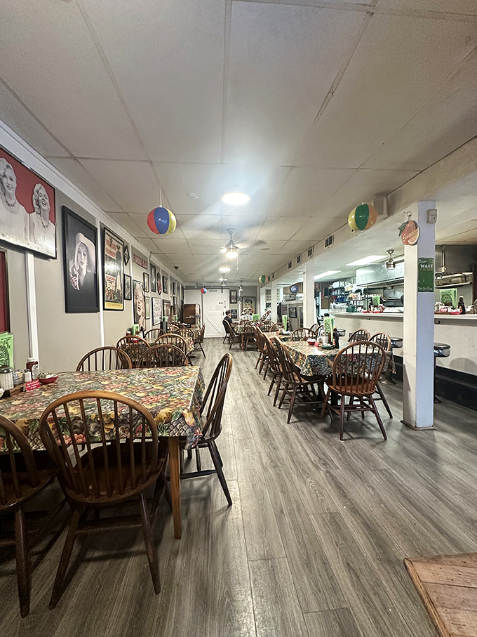 The vintage photographs create a dining room that feels like your cool aunt's house &ndash; if she made killer omelets.