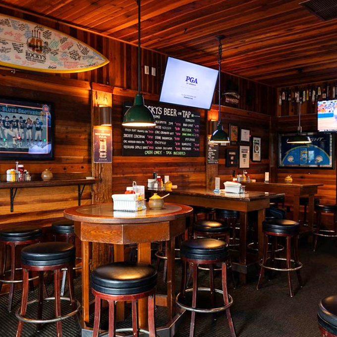 Wood paneling paradise where burgers reign supreme and nobody's counting calories &ndash; just the way dining should be.