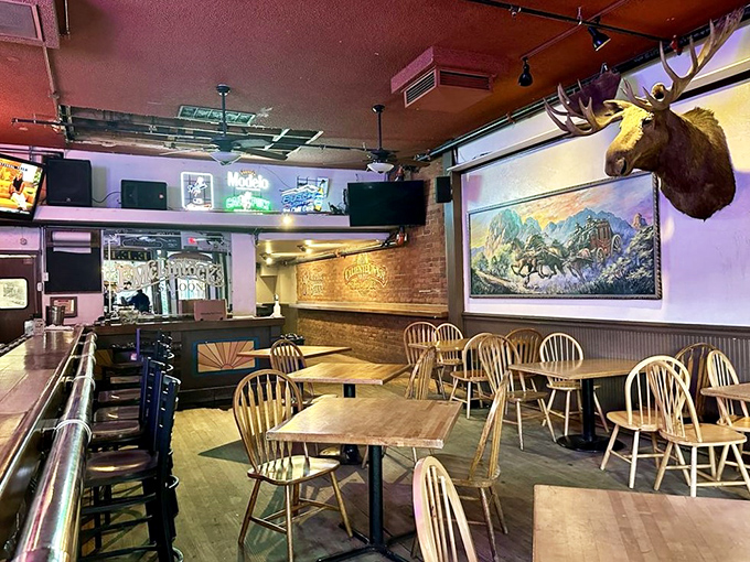 Inside, it's like your favorite uncle's rec room if he happened to own a really successful steakhouse.