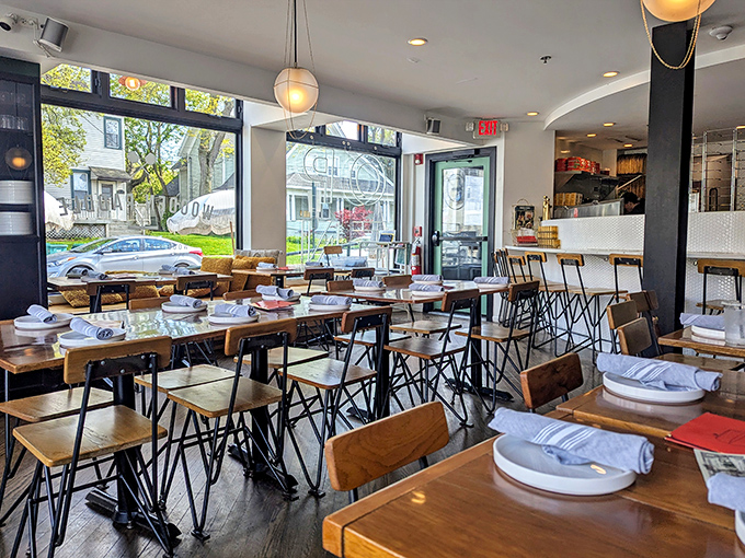 Modern meets cozy in a dining room that feels like your stylish friend's kitchen, if they had really good taste.