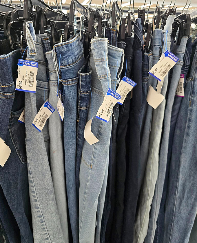 Denim democracy in action! Every pair tells a different story, from barely-worn designer labels to perfectly broken-in vintage finds&mdash;all waiting for their next chapter.