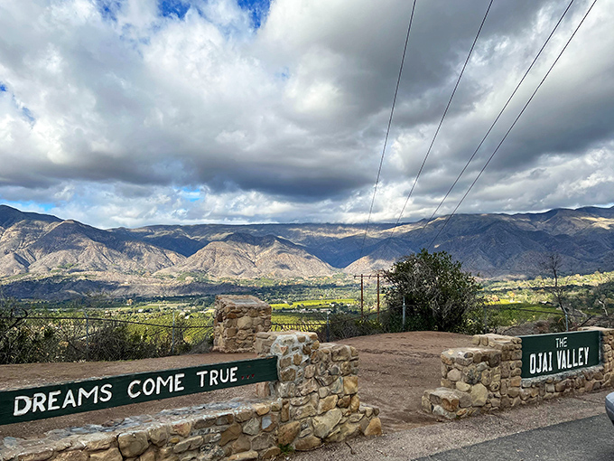 Mother Nature showing off her portfolio! The dramatic clouds create an ever-changing backdrop for the Topatopa Mountains and lush valley below.