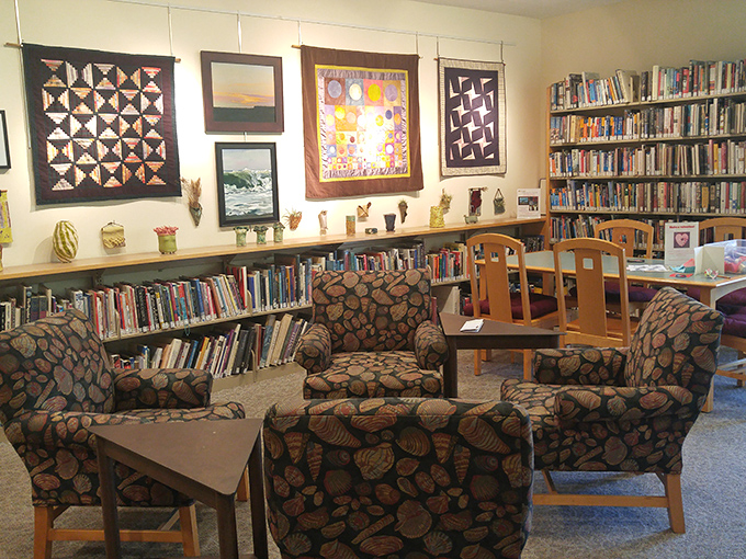 The local library isn't just about books—it's a cozy time capsule where quilts tell stories and comfortable chairs invite you to stay awhile.